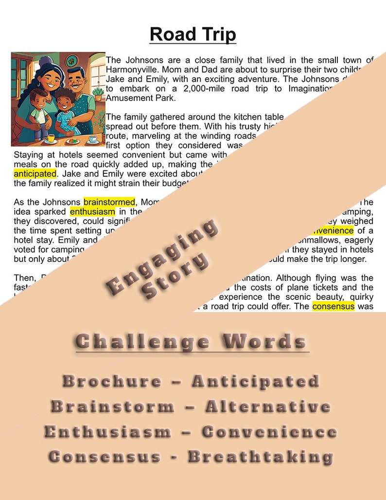 Road Trip: Sixth Grade Reading Comprehension Workbook (PDF & JPEG) - Etsy