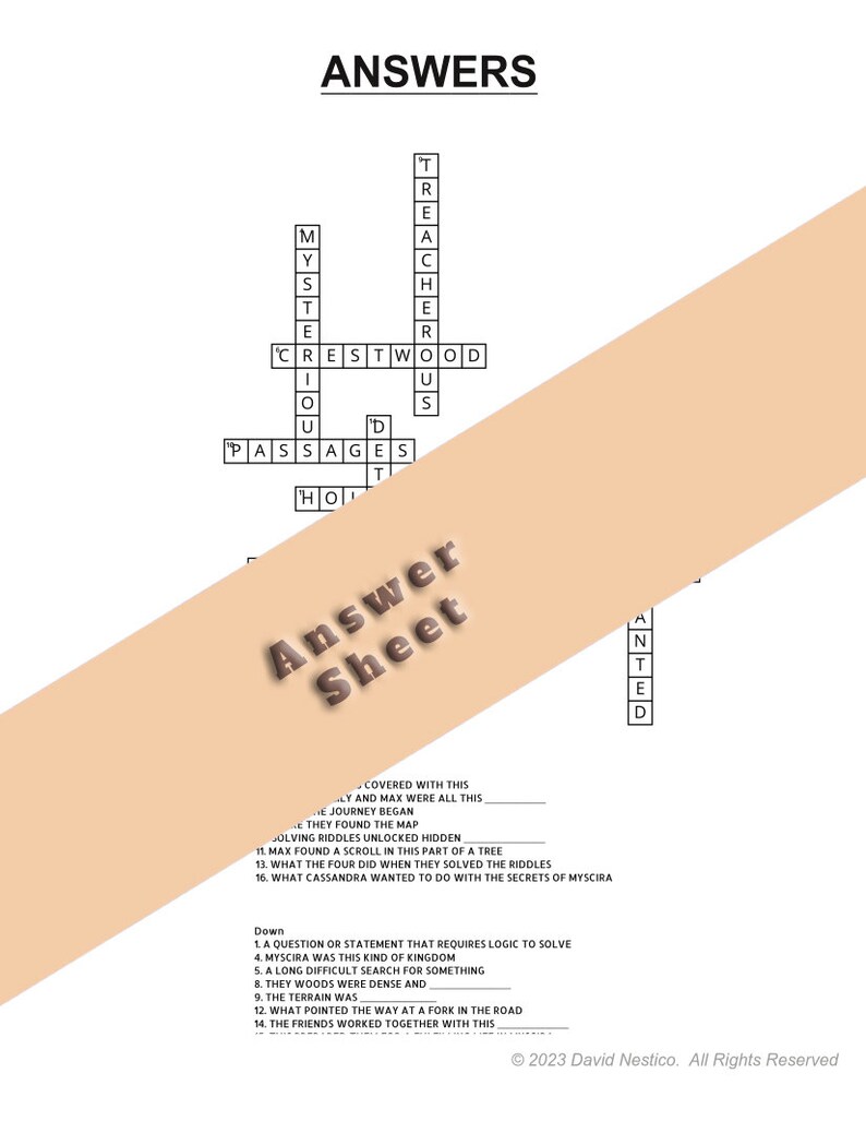 The Riddles of Myscira Reading, Sixth Grade Reading Comprehension ...