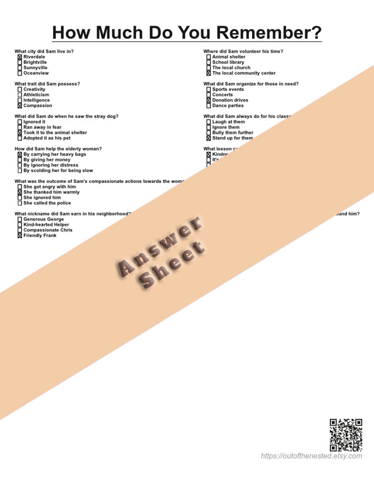 Compassionate Sam - Reading, Fourth Grade Reading Comprehension, Grade ...