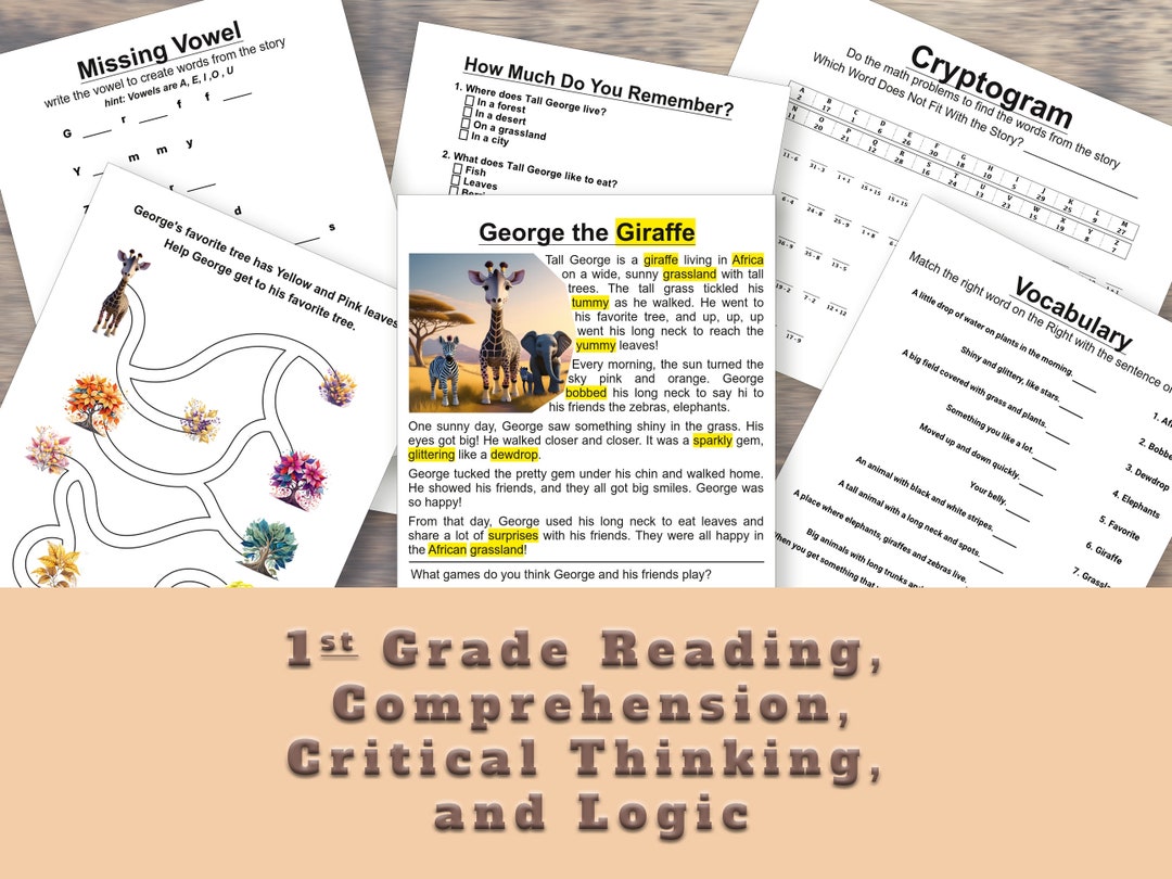 George the Giraffe: First Grade Reading Comprehension Workbook (PDF ...