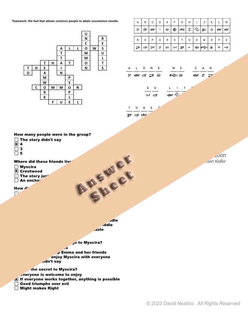 The Riddles of Myscira Reading, Sixth Grade Reading Comprehension ...