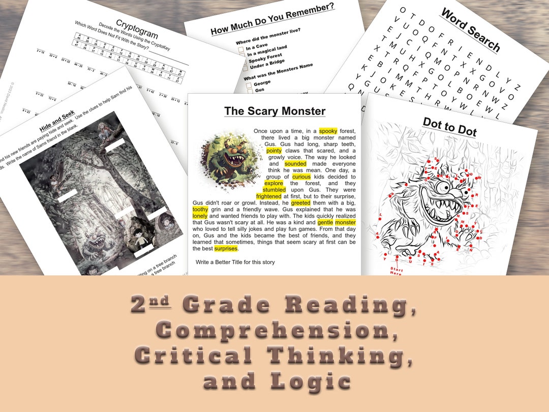 Scary Monster: Second Grade Reading Comprehension Workbook (PDF & JPEG ...