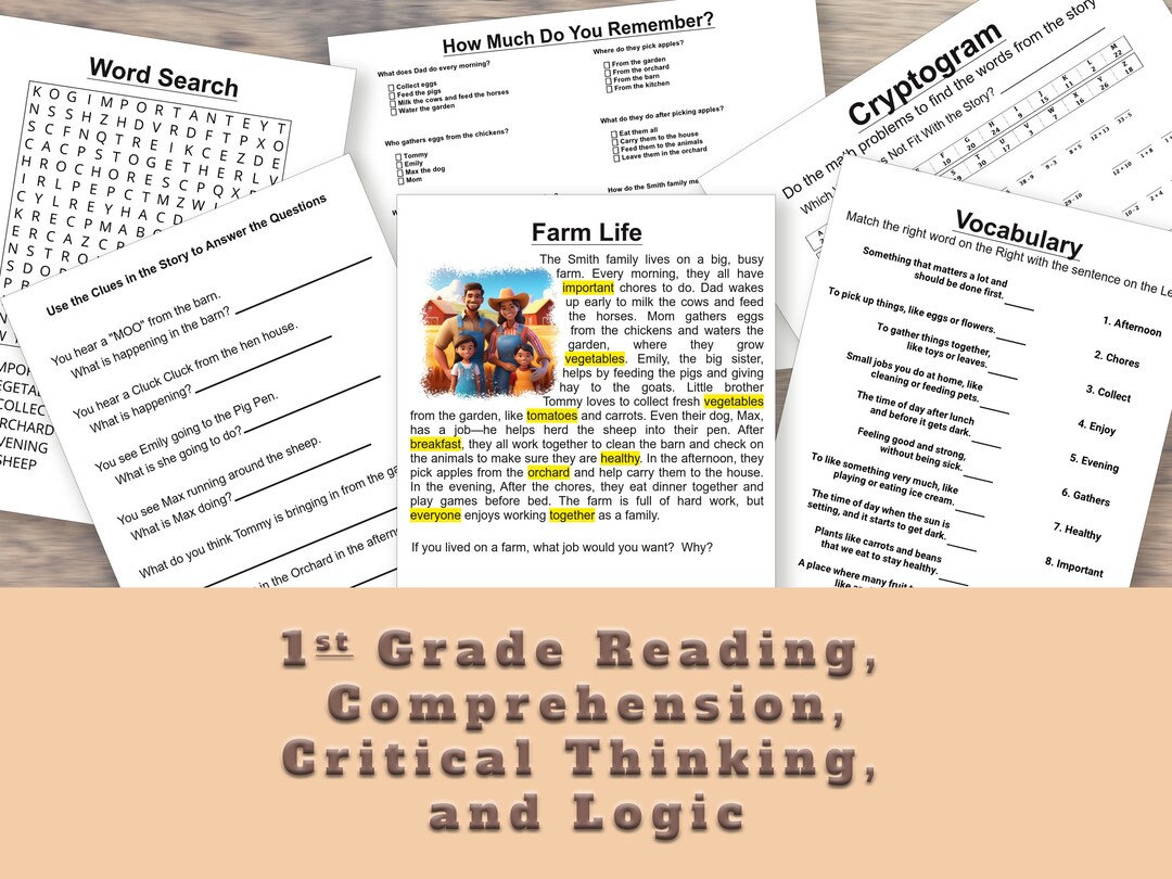 Family Farm - Reading, First Grade Reading Comprehension, Grade 1 ...