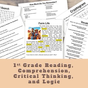 Family Farm - Reading, First Grade Reading Comprehension, Grade 1 ...