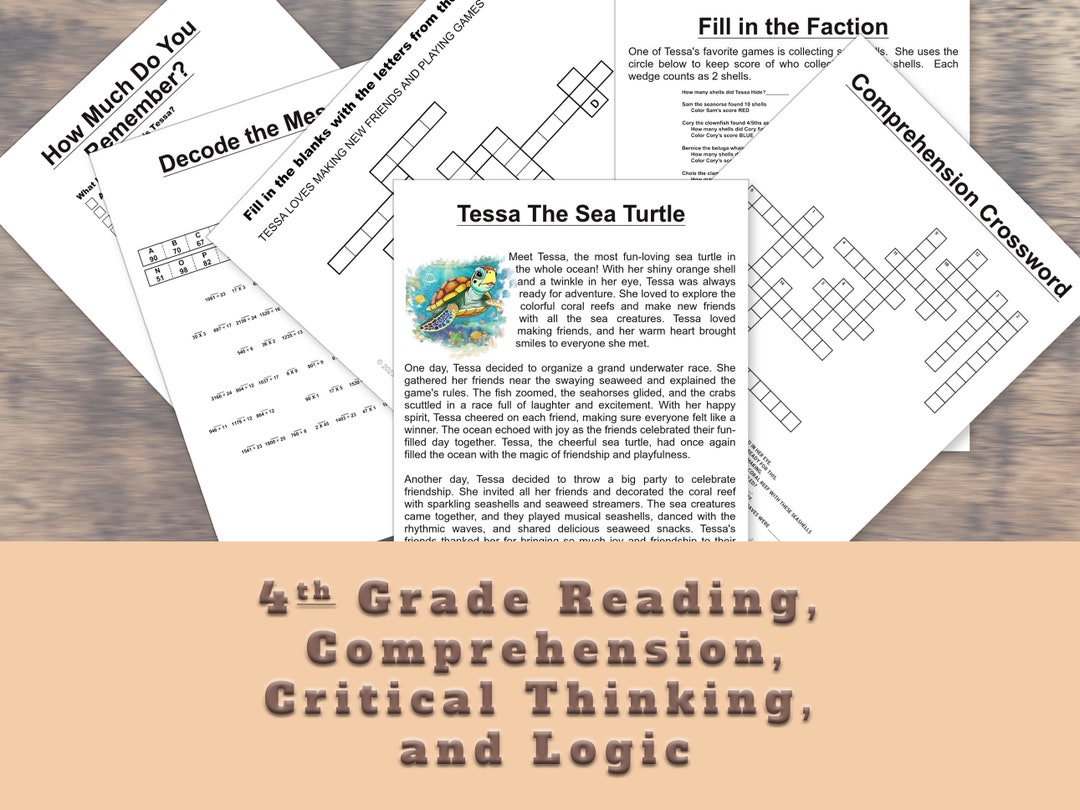 Tessa the Sea Turtle 4th Grade Reading, Comprehension, Math, Critical ...