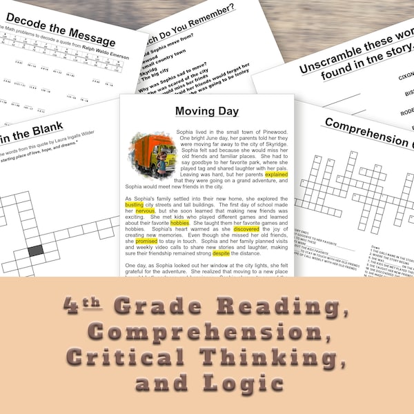 Reading Comprehension Worksheets Grade 4 - Etsy