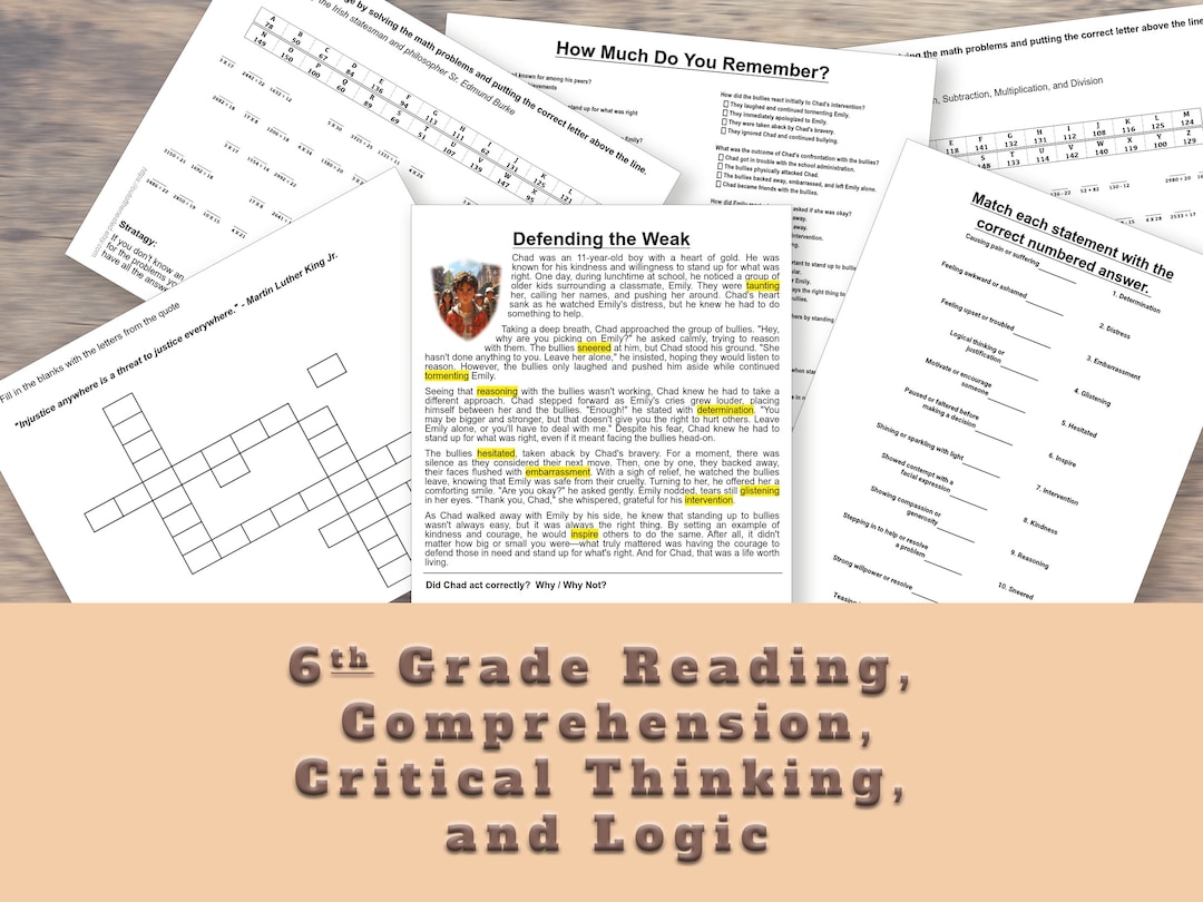 Defending the Weak - Reading, Sixth Grade Reading Comprehension, Grade ...
