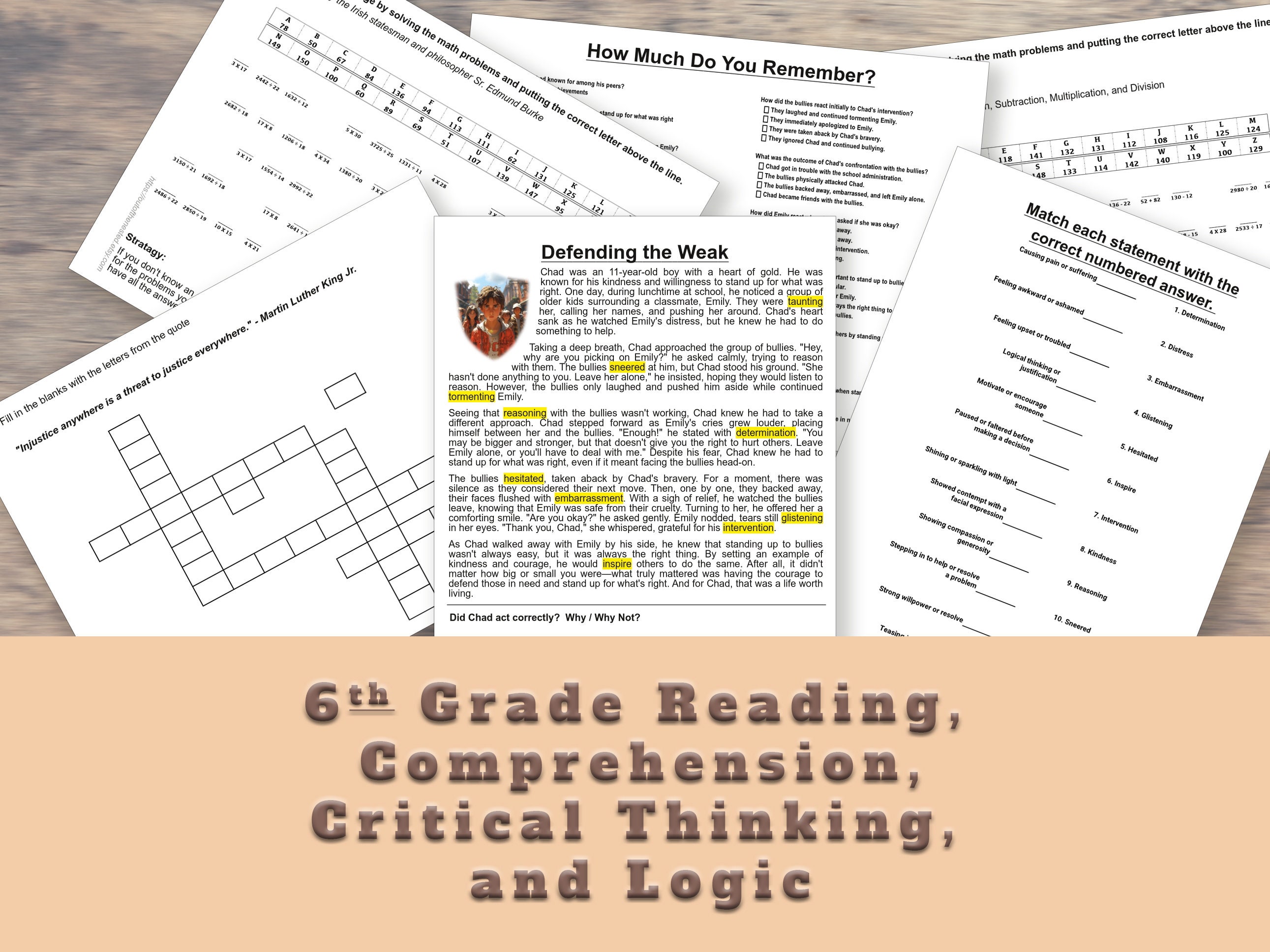 Defending the Weak - Reading, Sixth Grade Reading Comprehension, Grade 6 Homeschool Curriculum ...