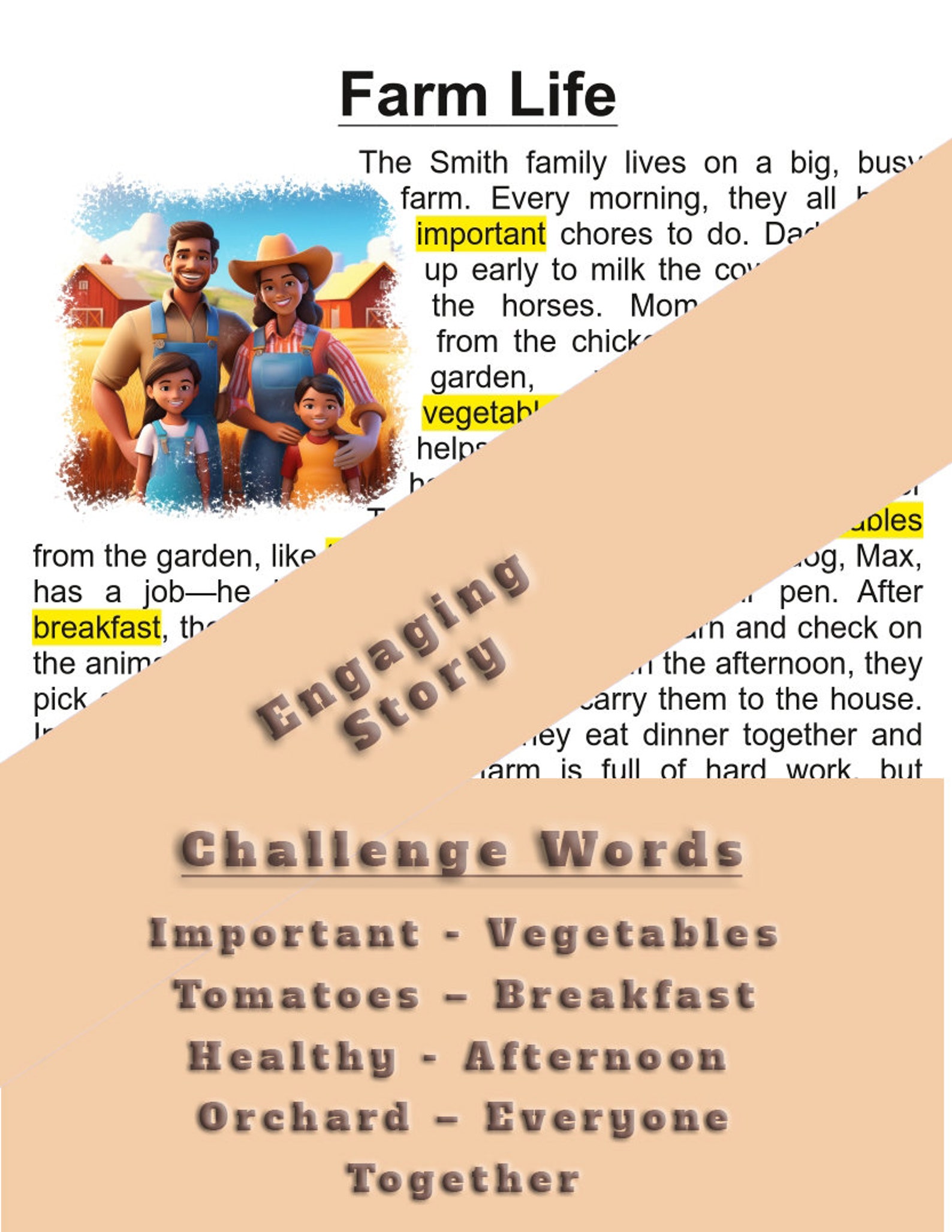 Family Farm - Reading, First Grade Reading Comprehension, Grade 1 ...