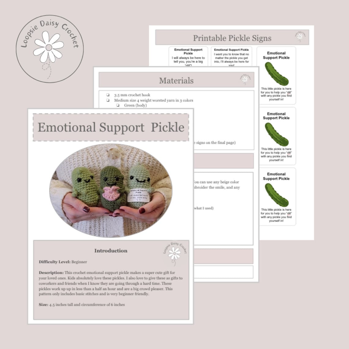 Emotional Support Pickle No Sew Digital Crochet Pattern - Etsy