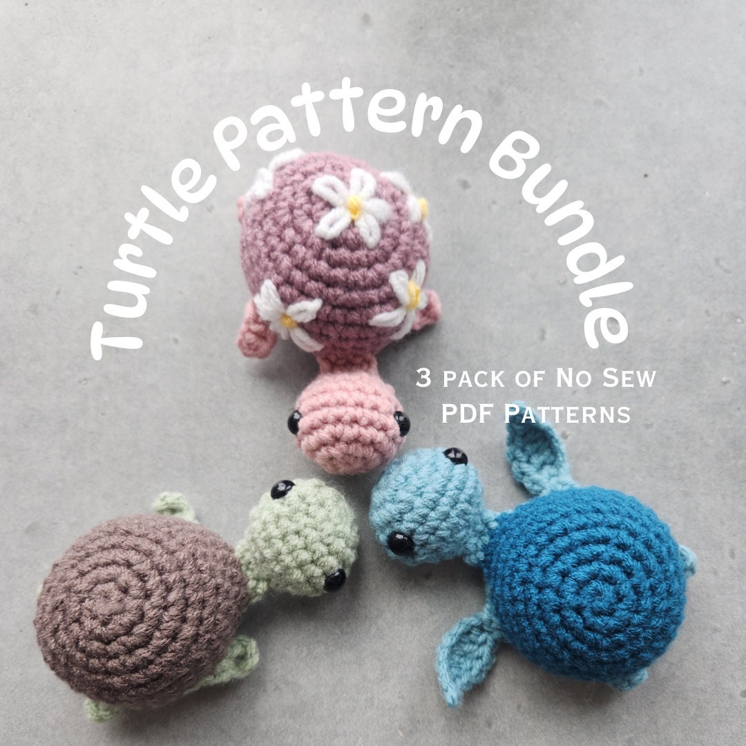 Crochet Turtle Pattern Set, No Sew Turtle Crochet Bundle, Turtle ...