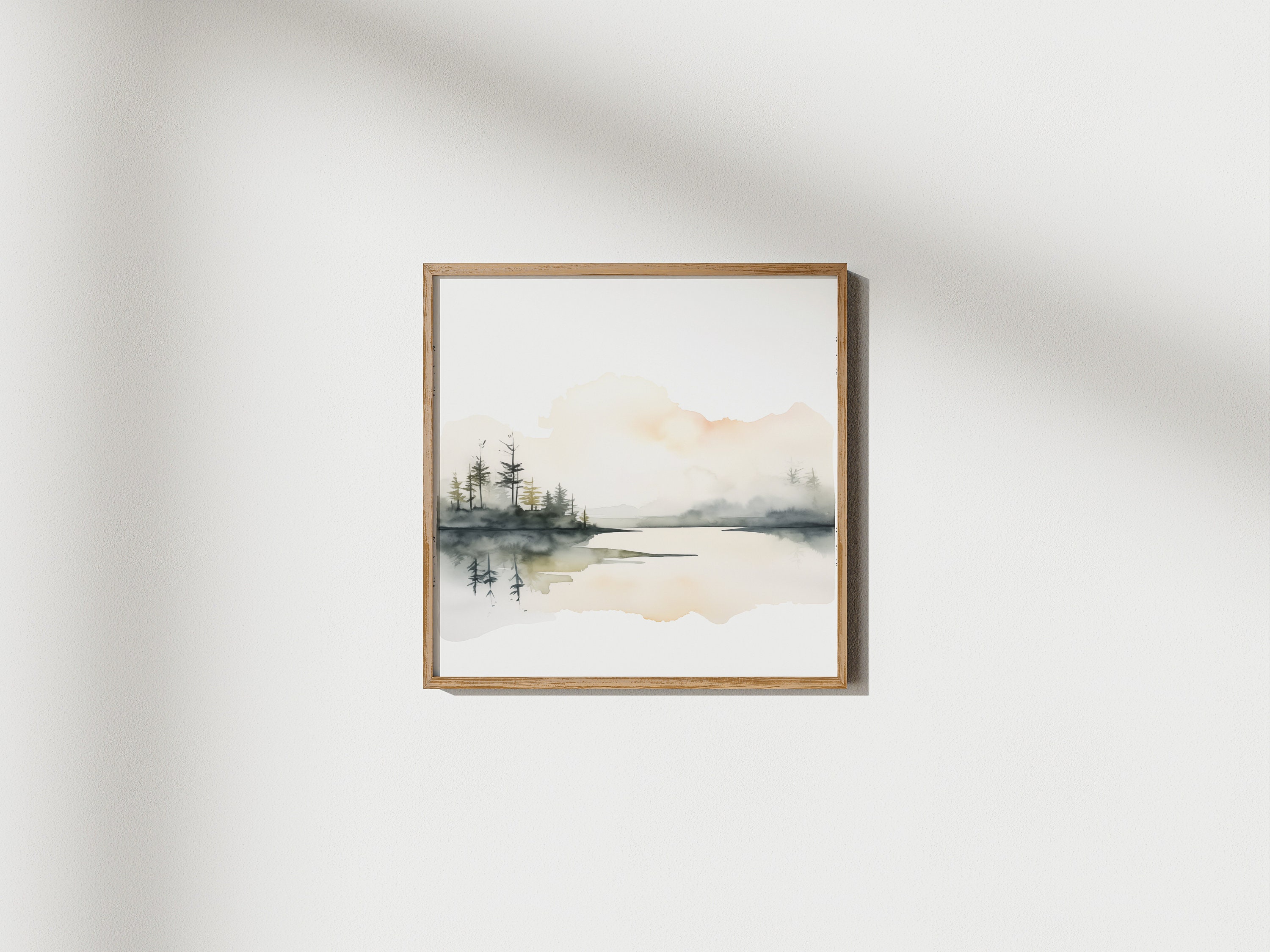 Lake Watercolor Wall Art Calming Nature Landscape Print Simple Design ...