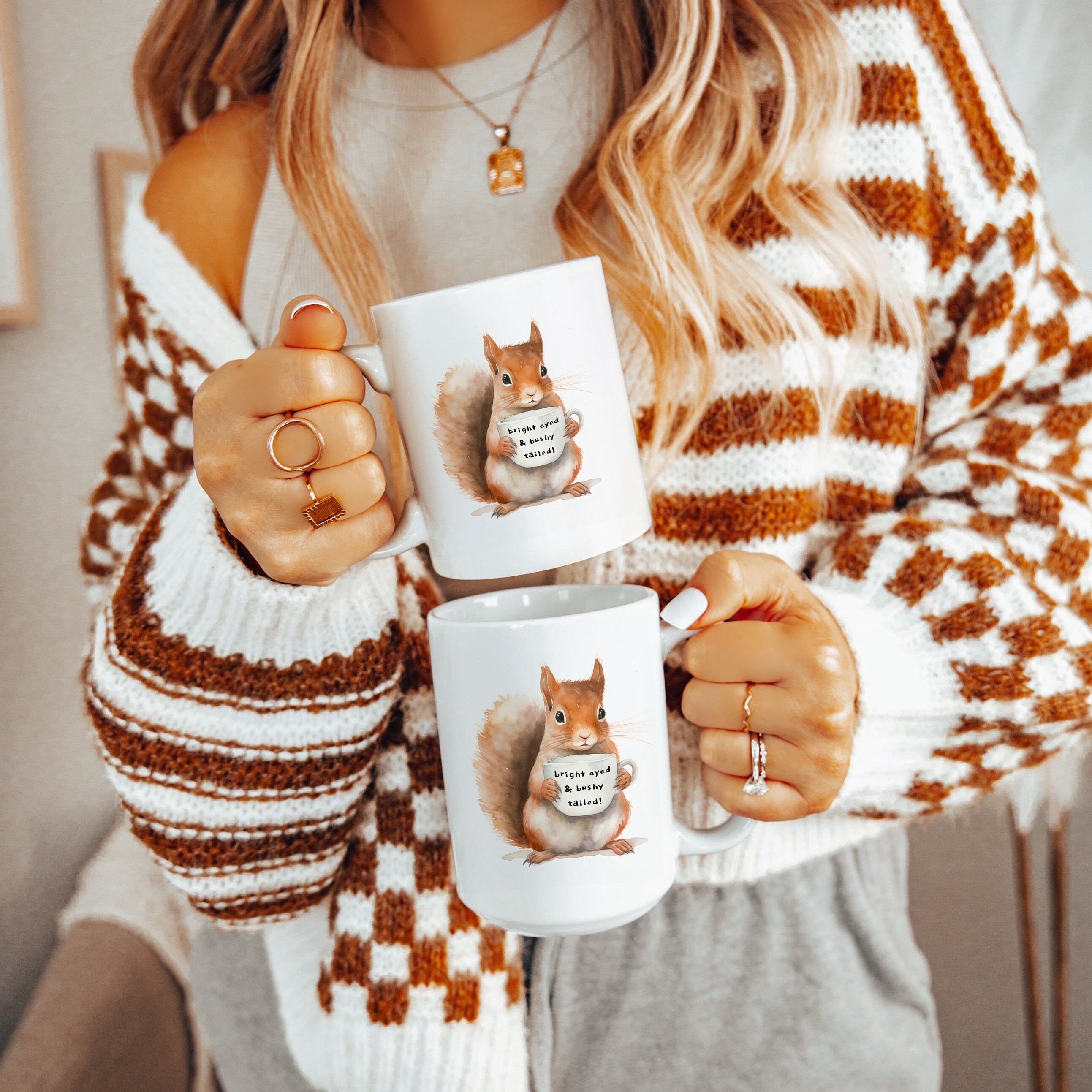 Cute Squirrel Coffee Mug 11-15oz Bright Eyed and Bushy Tailed, Gift for ...
