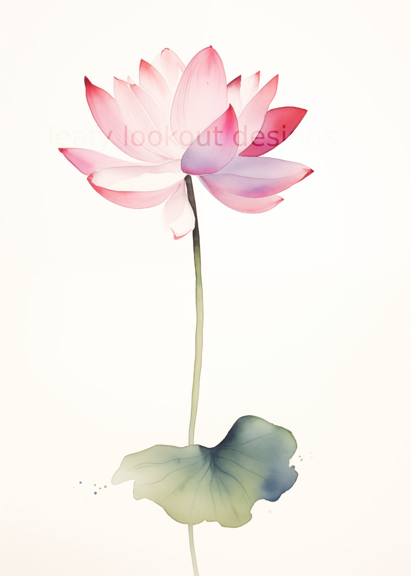 Water Lily July Birth Flower Watercolor Wall Art Calm Print Simple ...