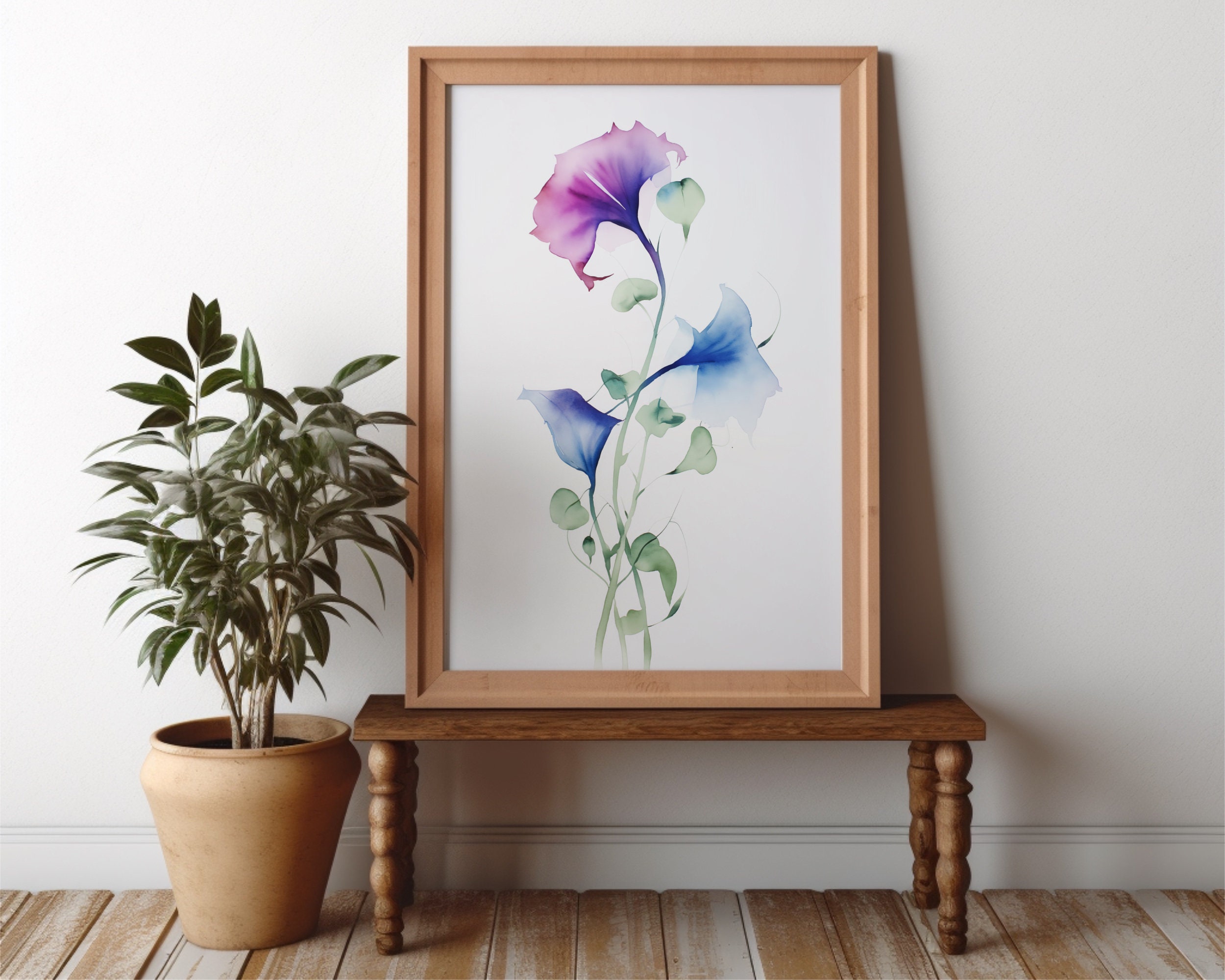 Morning Glory September Birth Flower Watercolor Wall Art Calm Print ...