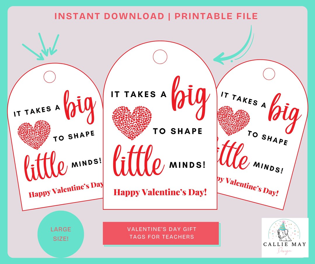 Printable Teacher Valentine's Day Gift Tags - Etsy