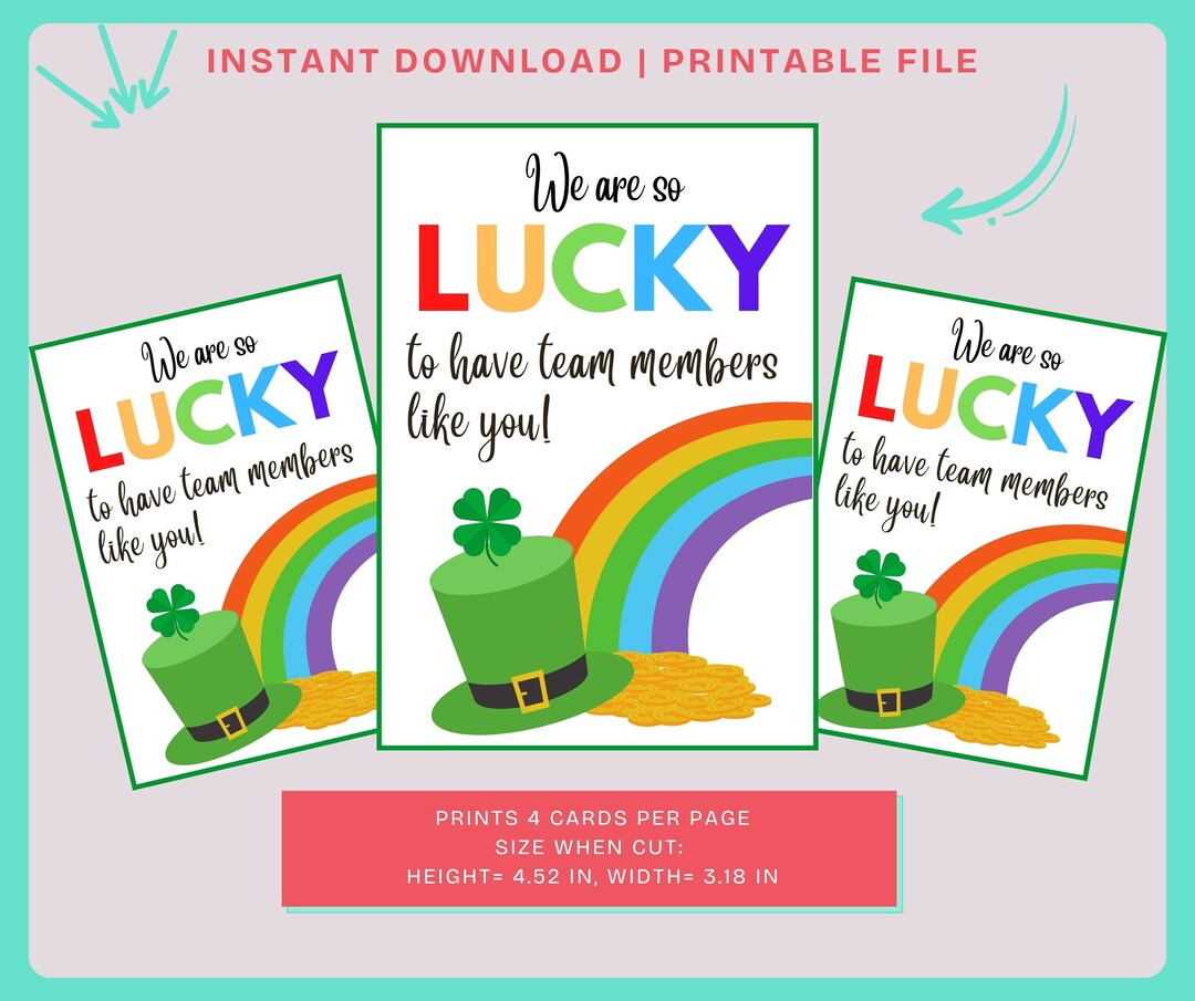 Printable St. Patrick's Day Cards for Coworkers/team Members - Etsy