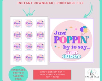 Happy Birthday Pop It Tags - Etsy