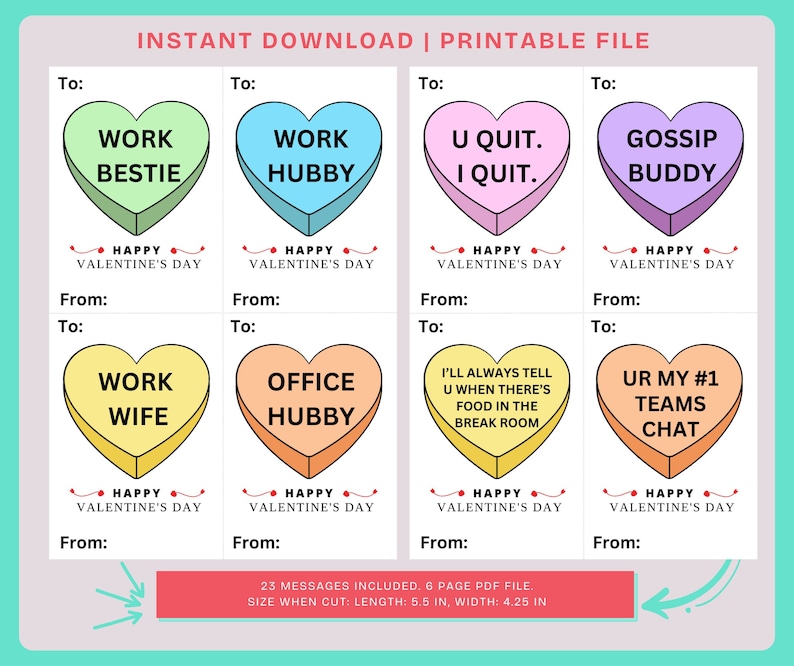 Printable Coworker Valentine's Day Cards - Etsy