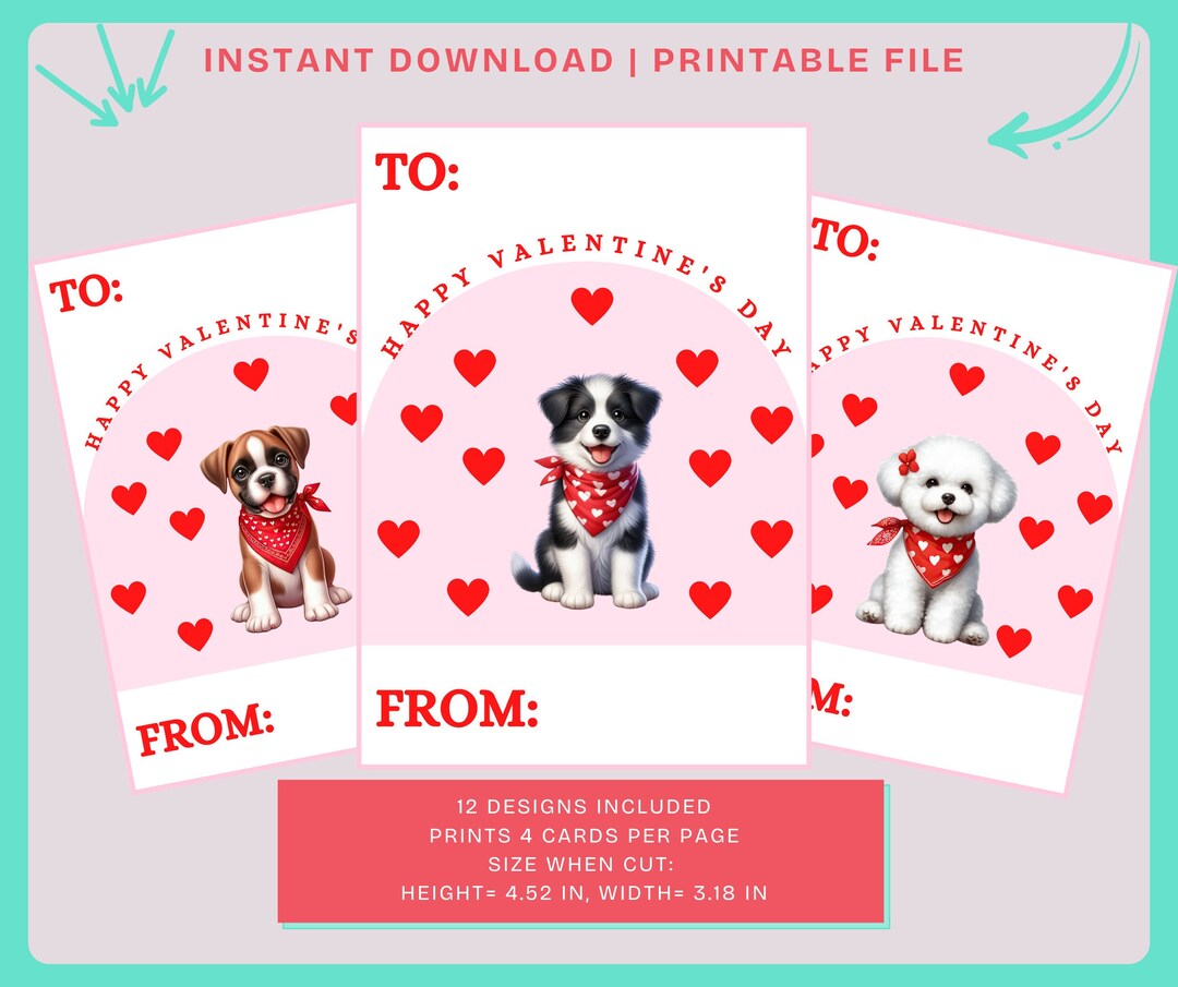 Printable Puppy Valentines - Etsy