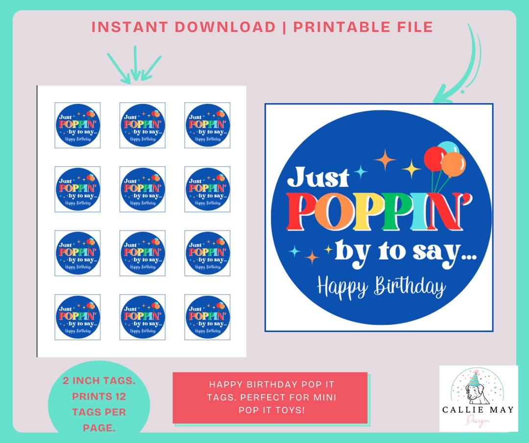 Happy Birthday Pop It Tags - Etsy