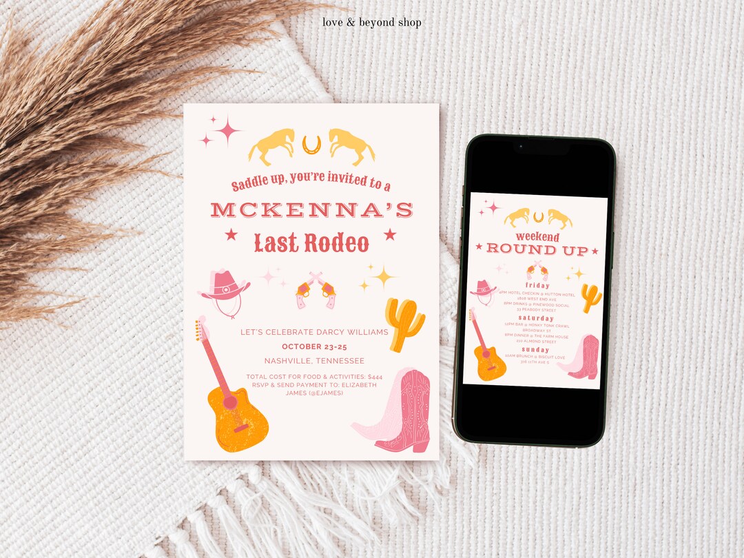 Austin Bachelorette Invitation & Itinerary Template: Last Rodeo ...