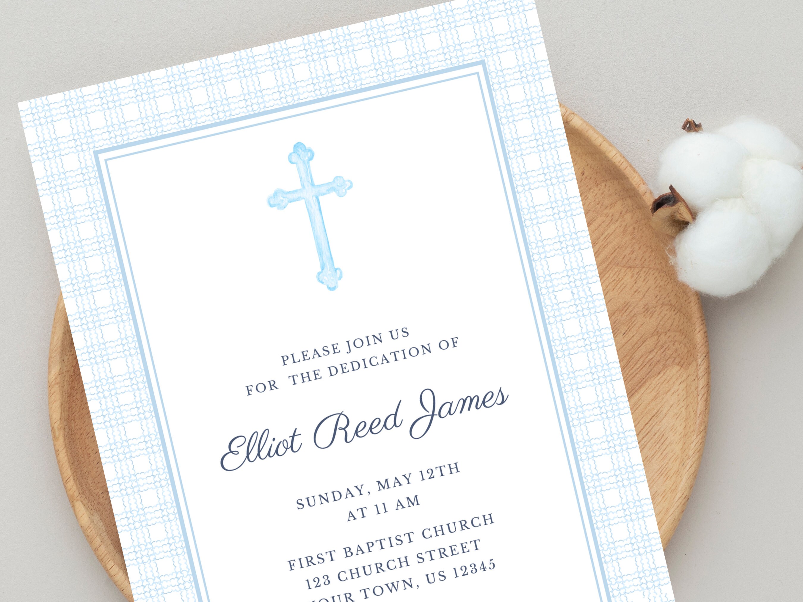 Baby Dedication Invitation Boy Baby Baptism Invitation Holy Communion ...