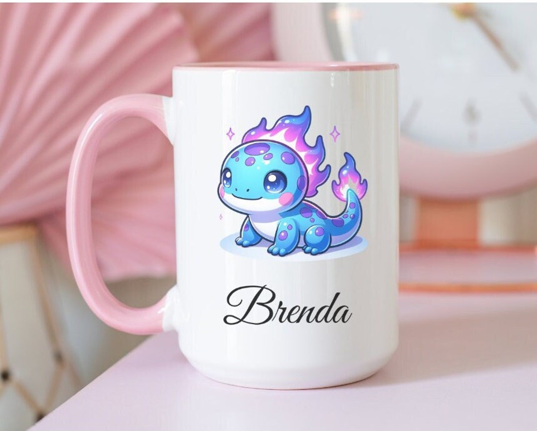 Personalized Cute Lizard Mug, Custom Blue and Purple Lizard, Cute ...