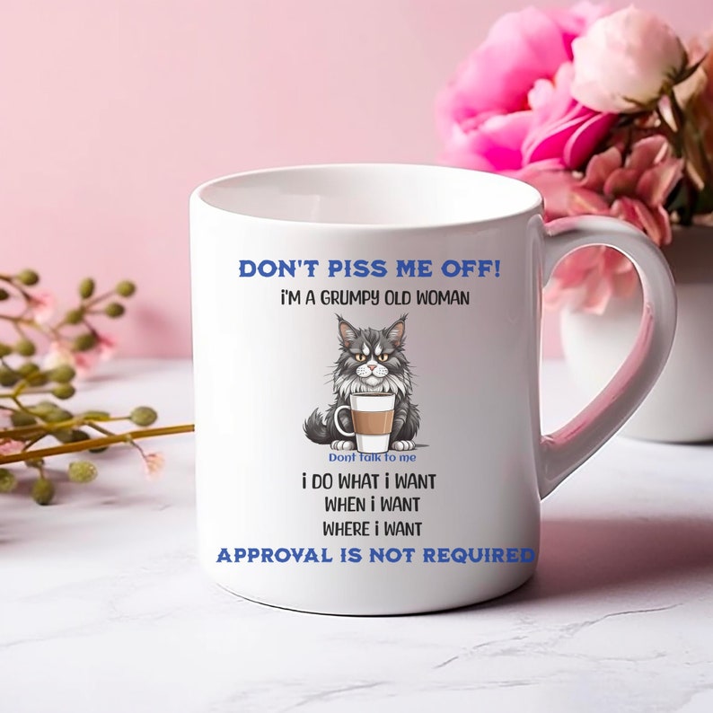 Jumbo Grumpy Cat Mug, Grumpy Old Lady, Cat Mom, Funny Quote, 20oz Gift ...
