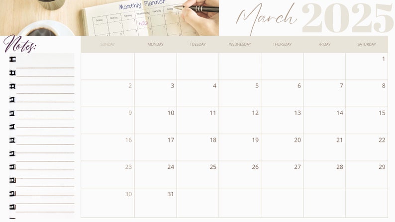 Monthly Planner 2024 With Notes 2025 Calendar 2024 2025. Personalized ...