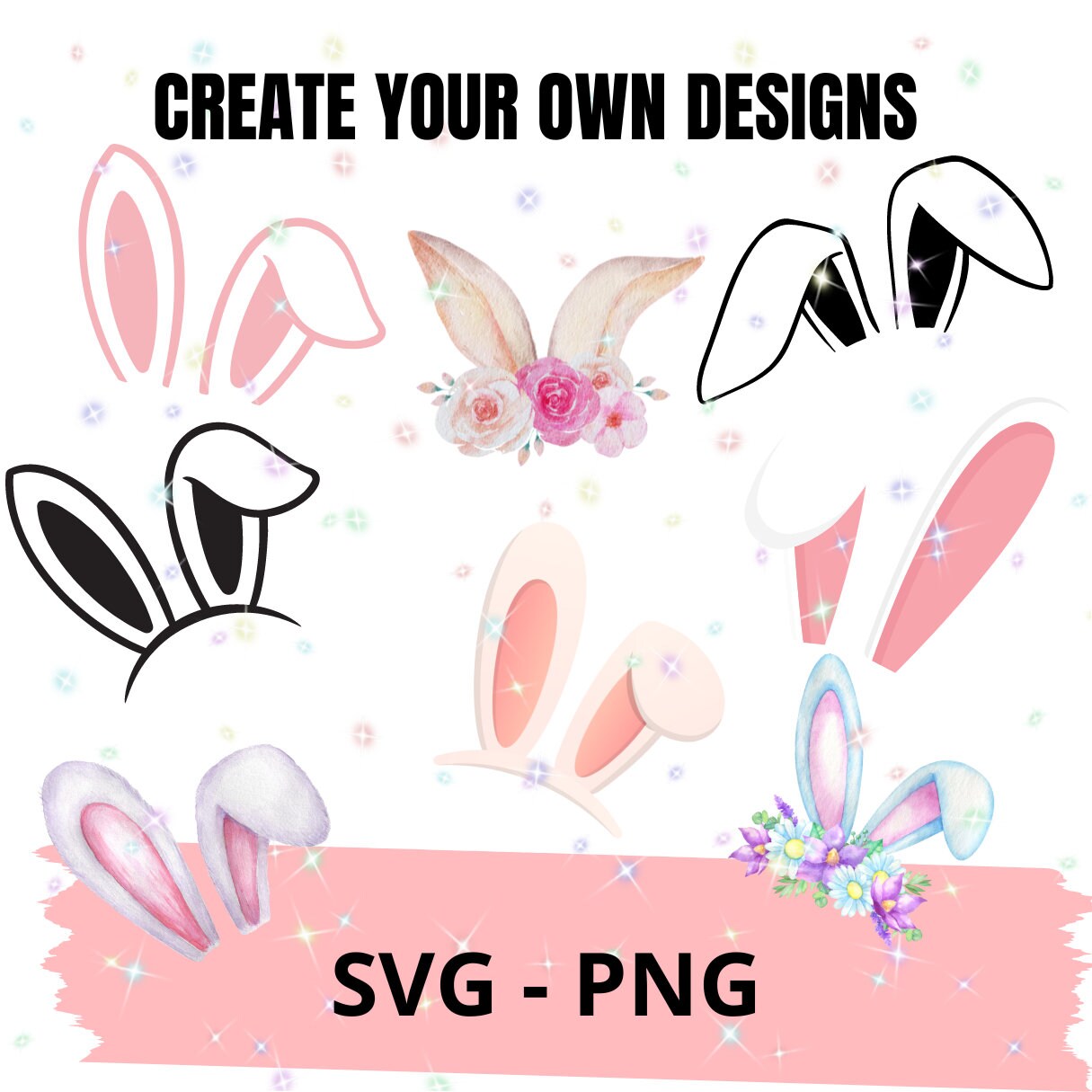 Easter Bunny Ears Svg,cute Bunny Foot Svg, Rabbit Feet Svg,happy Easter ...