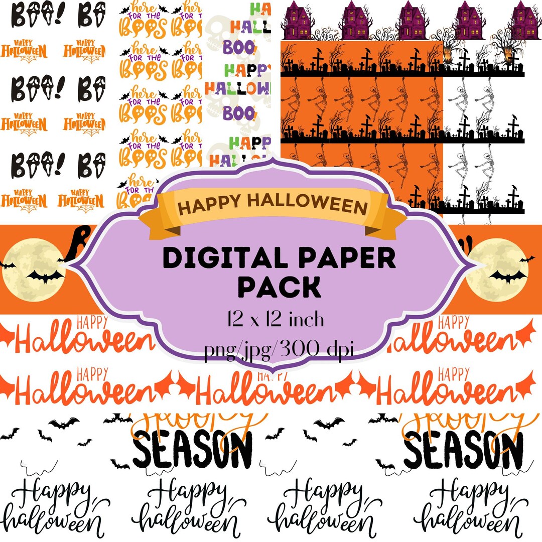 Halloween Digital Paper. Pumpkin Digital Paper. Vampire Digital Paper ...