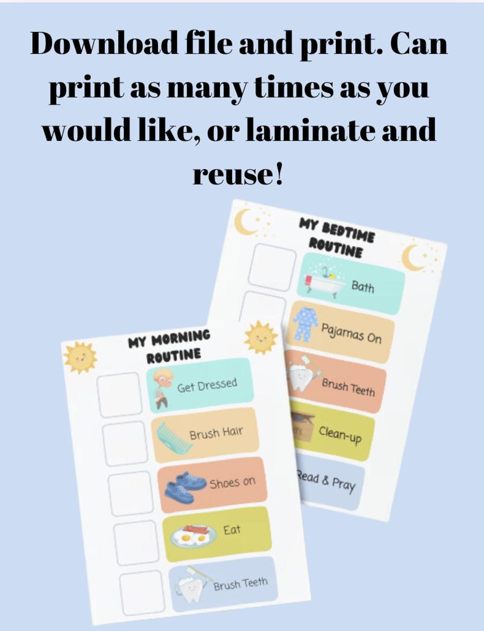 Printable Morning/bedtime Routine for Kids - Etsy