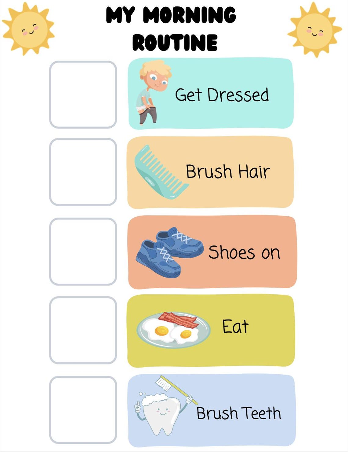 Printable Morning/bedtime Routine for Kids - Etsy
