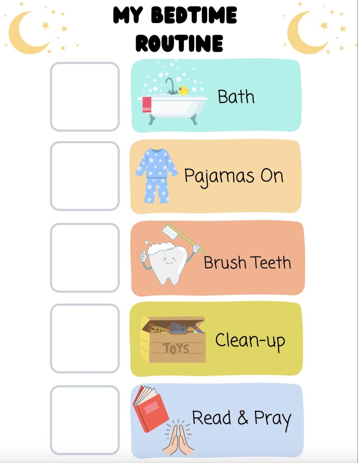 Printable Morning/bedtime Routine for Kids - Etsy
