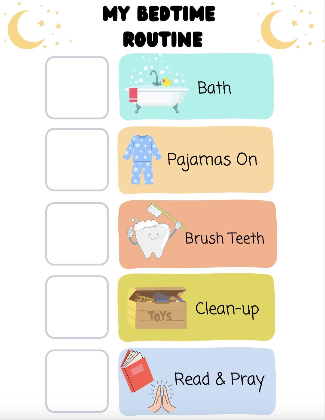 Printable Morning/bedtime Routine for Kids - Etsy