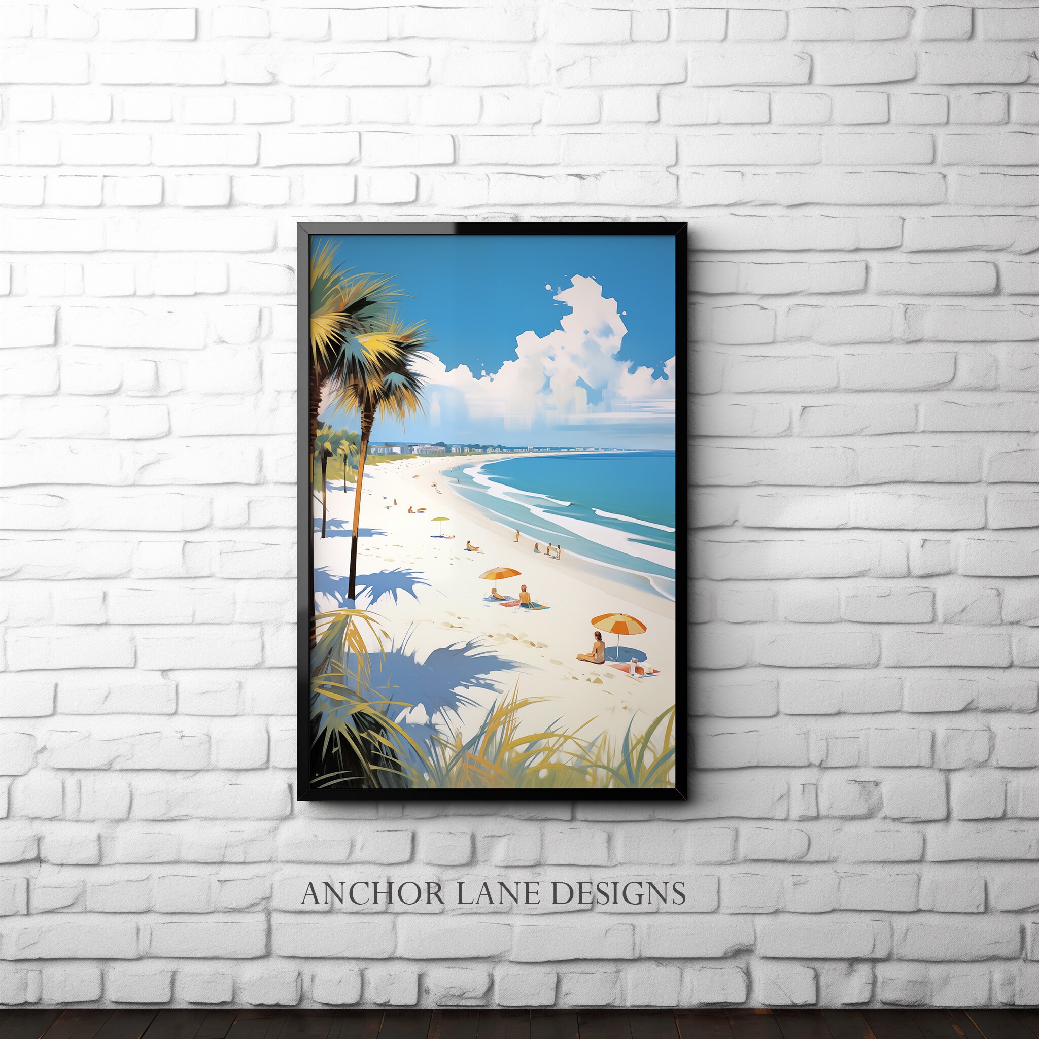 South Florida Beach | Travel Poster Art | Digital Download | Printable ...