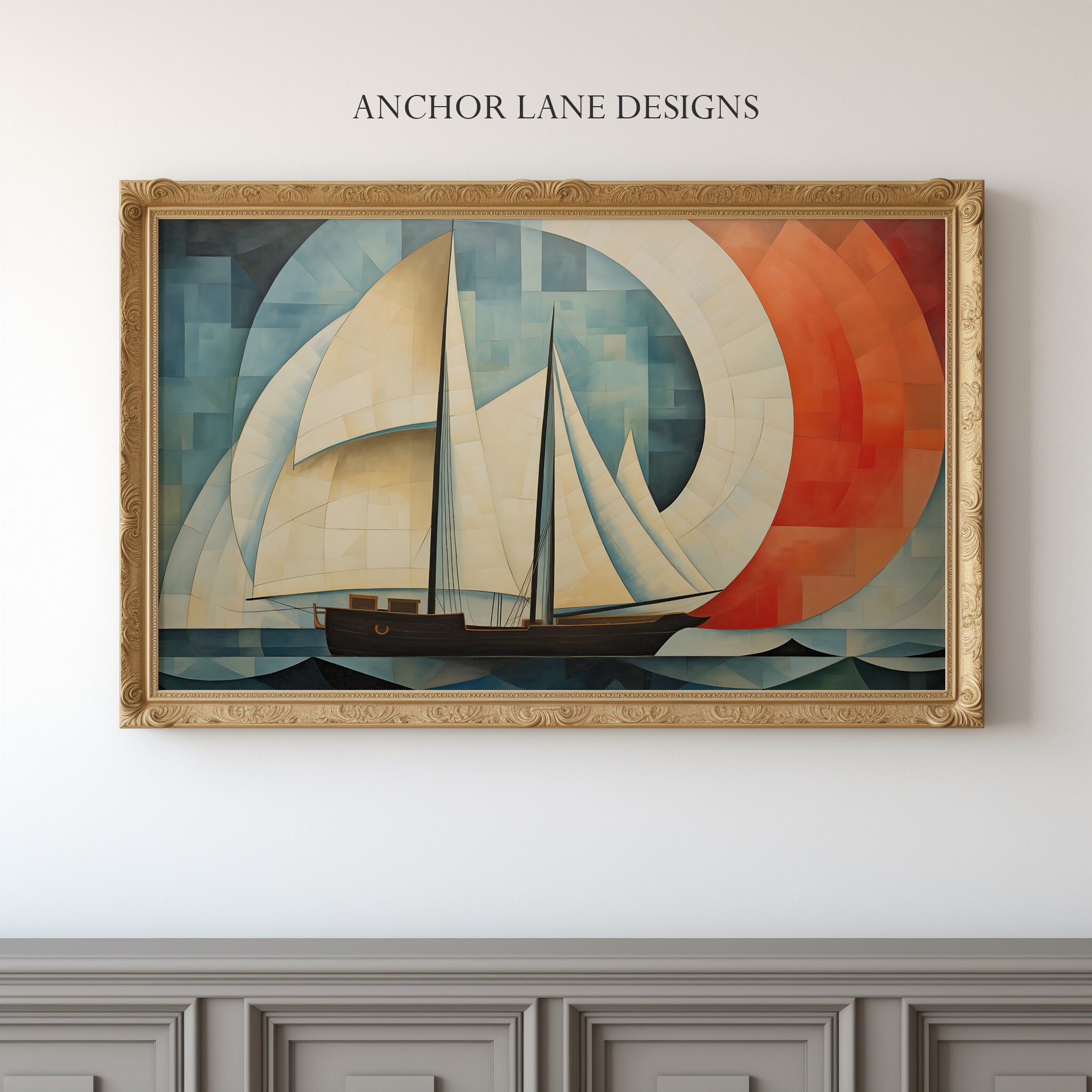 The Ship at Sunrise | Art Deco | Modernist Abstract Nautical Art ...