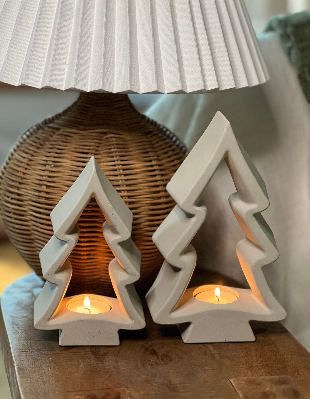 Tealight Concrete Christmas Tee, Holiday Candle Holder, Place Setting ...