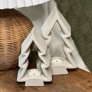 Tealight Concrete Christmas Tee, Holiday Candle Holder, Place Setting ...