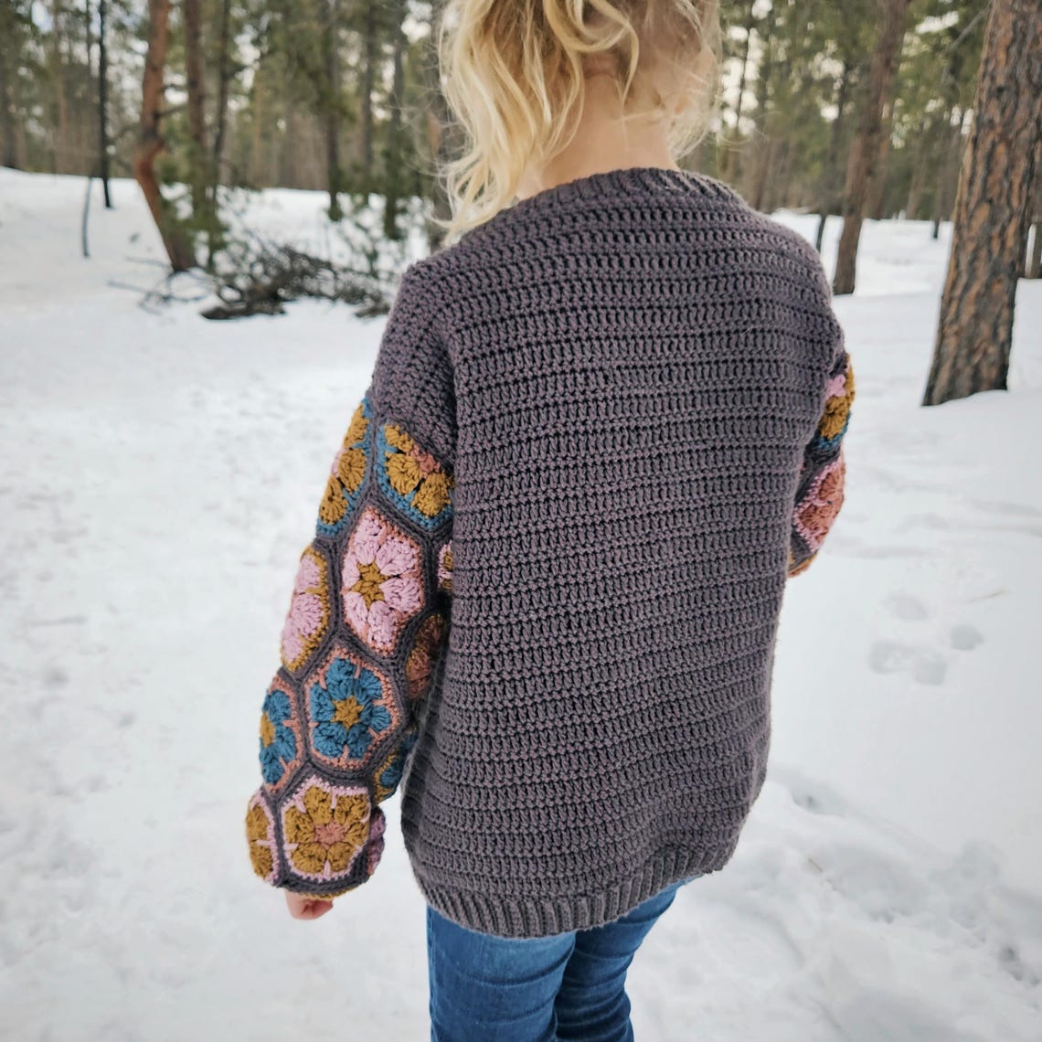Flower Power Cardigan Crochet Pattern – Hexagon Sleeve Sweater (sizes ...
