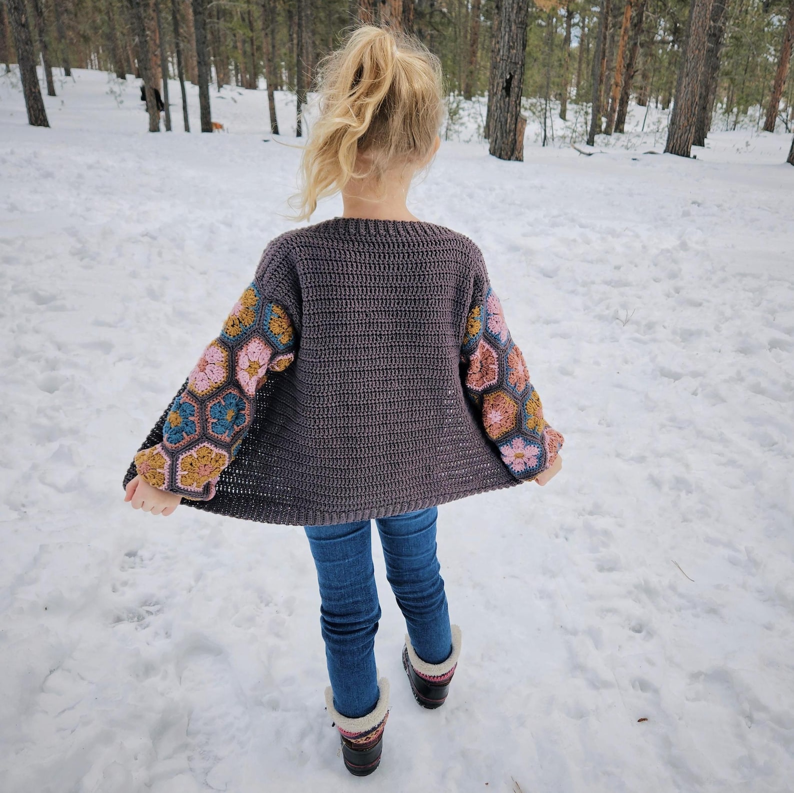 Flower Power Cardigan Crochet Pattern – Hexagon Sleeve Sweater (sizes ...
