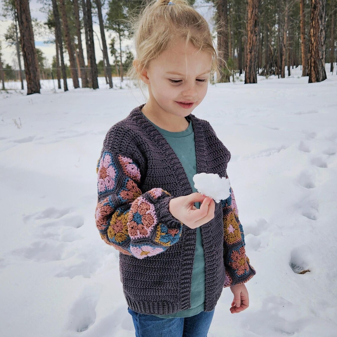 Flower Power Cardigan Crochet Pattern – Hexagon Sleeve Sweater (sizes ...
