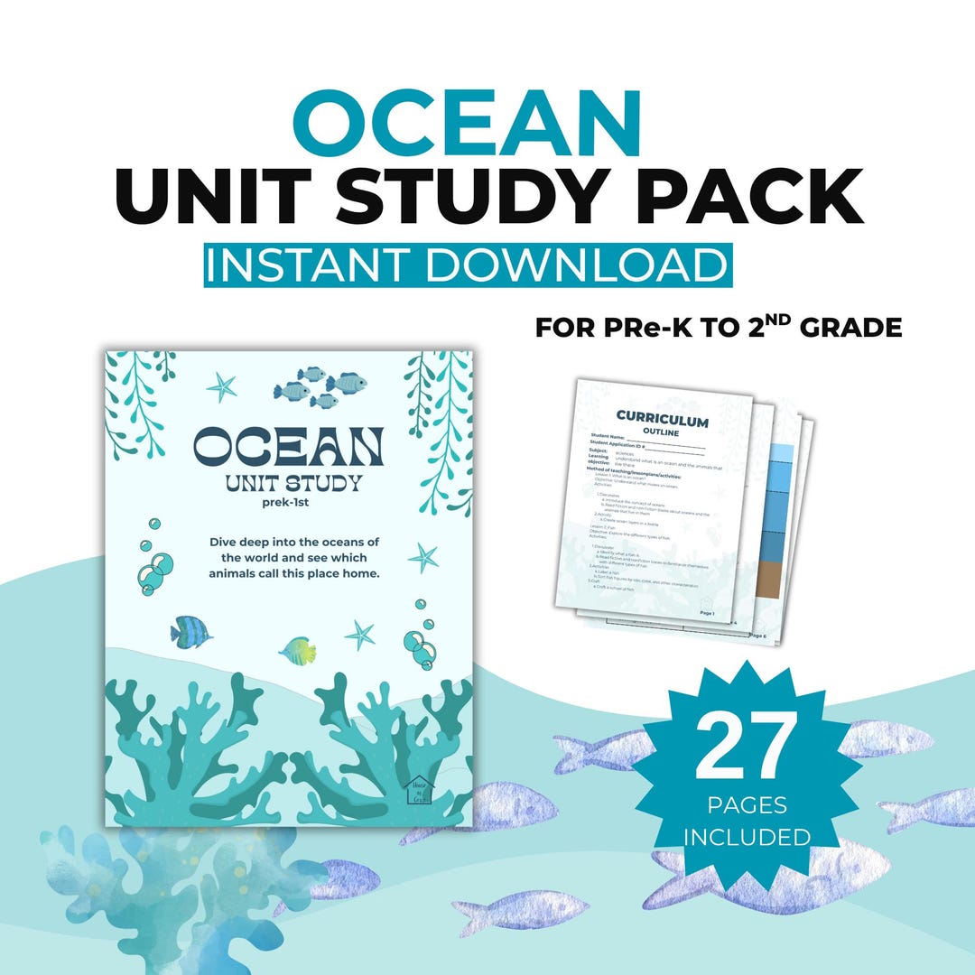 Ocean Unit Study: Homeschool Curriculum, Pre-k to 2nd Grade (PDF) Esa ...