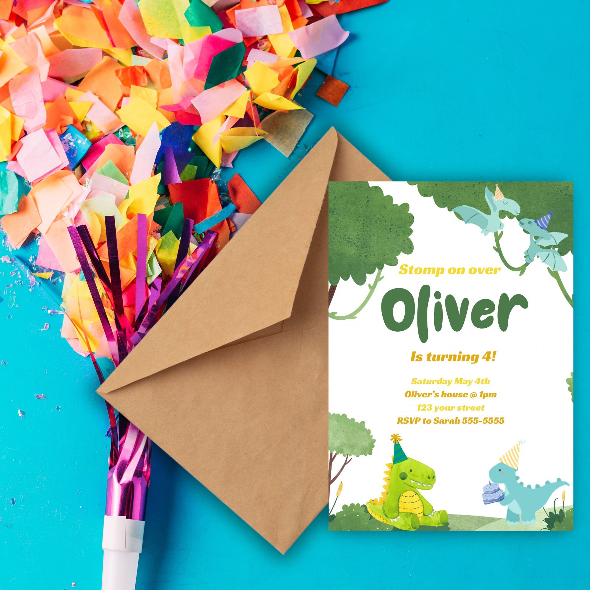 Printable Dinosaur Birthday Invitation Template, Cute Birthday Dino ...