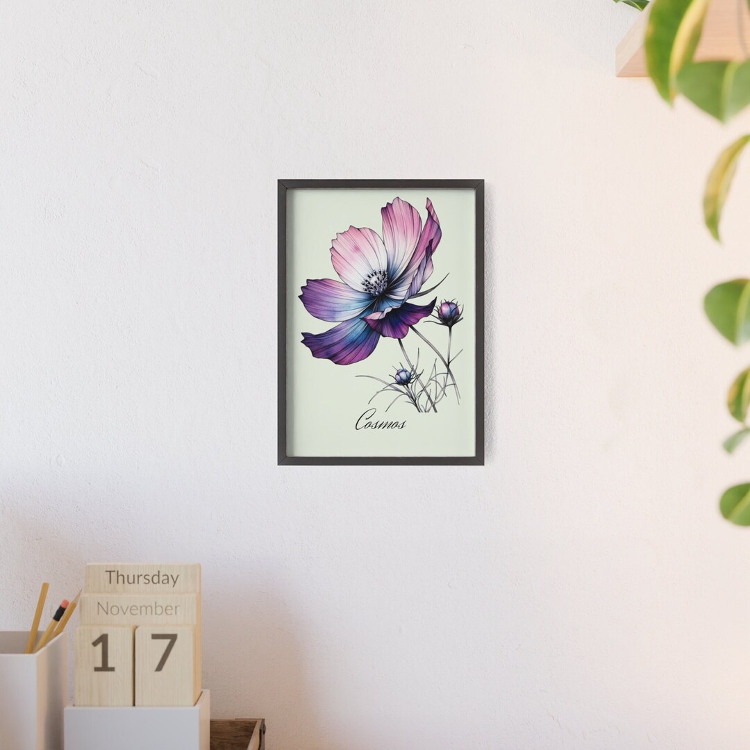 October Cosmos Birth Flower Wall Art - Personalized Digital Poster ...