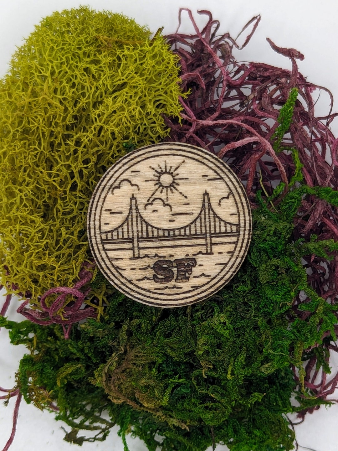 San Francisco SF Bridge Wooden Pin - Lapel Pin - Tie Tack - Flair - Etsy