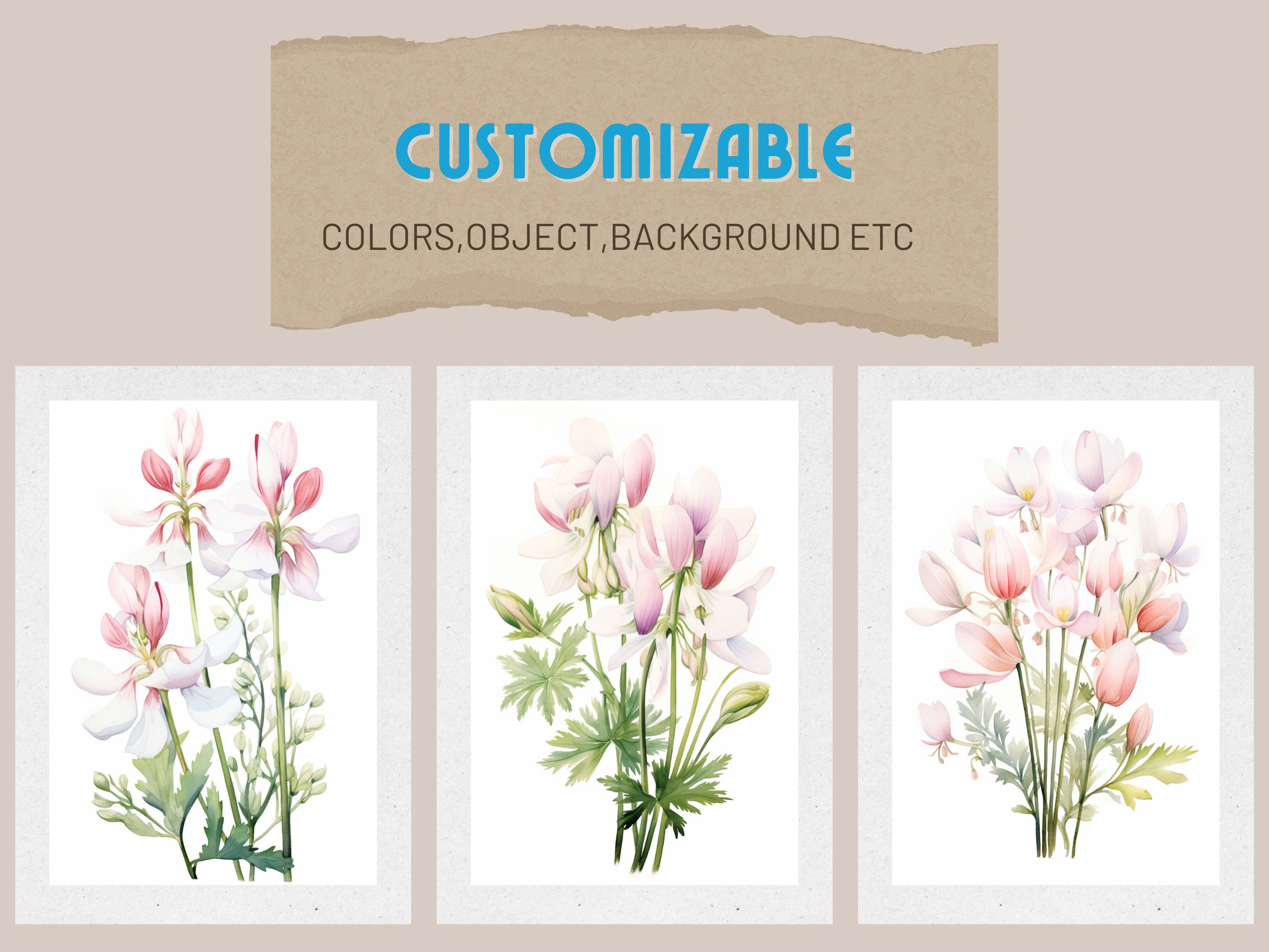 Midjourney Prompts Wall Art Wildflower, Botanical Floral Illustrations ...