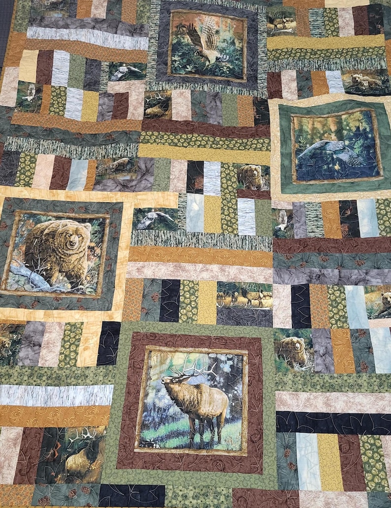 Northwoods Handmade Throw Quilt - Cabin Quilt - Etsy