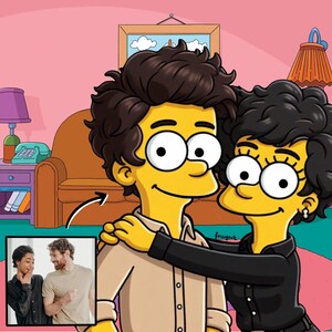 Simpsons Cartoon Portrait, Family Gift, Custom Friends Portrait, Couple ...